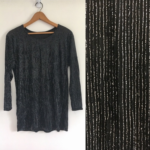 Vintage | Tops | Vintage Metallic Thread Stripe Rib Sheer Top | Poshmark